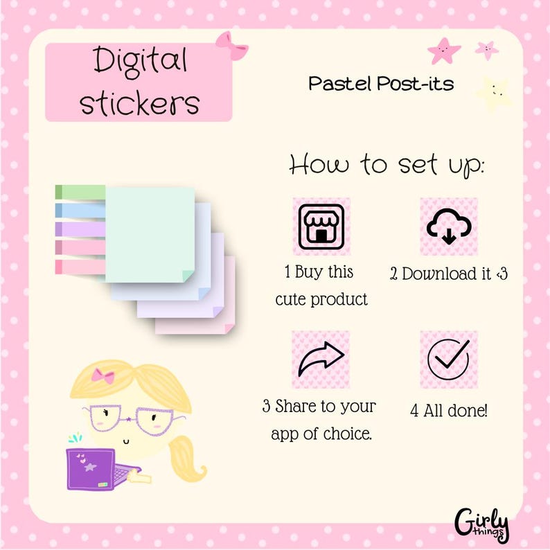 Sticky Notes Digital Stickers - Simple Pastel Post-its - Etsy