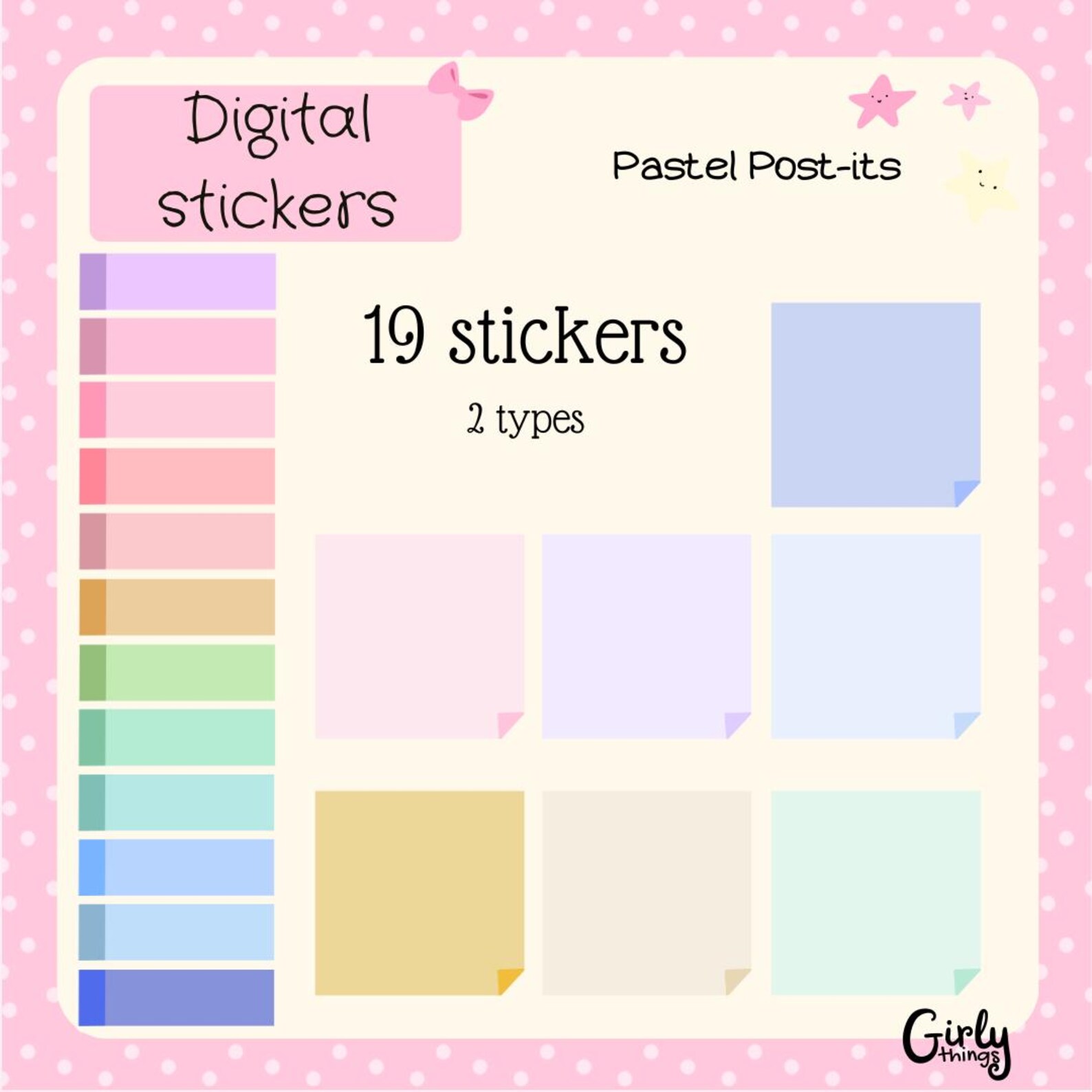 Sticky Notes Digital Stickers - Simple Pastel Post-its - Etsy