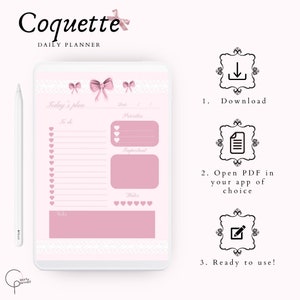 Coquette Daily Planner Digital Download - Etsy