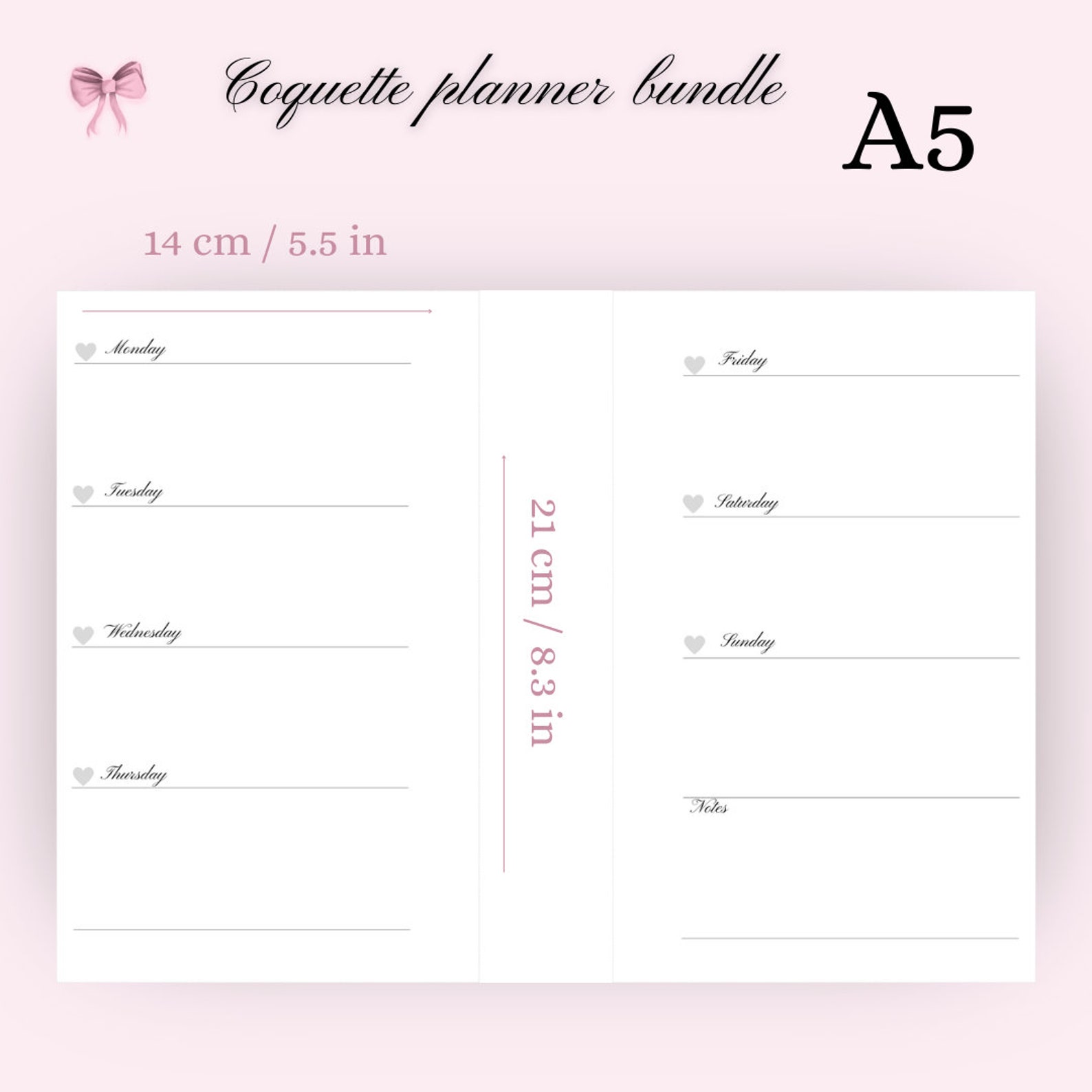 Coquette Binder Planner Printable Inserts A6 and A5 - Etsy