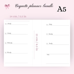 Coquette Binder Planner Printable Inserts A6 and A5 - Etsy