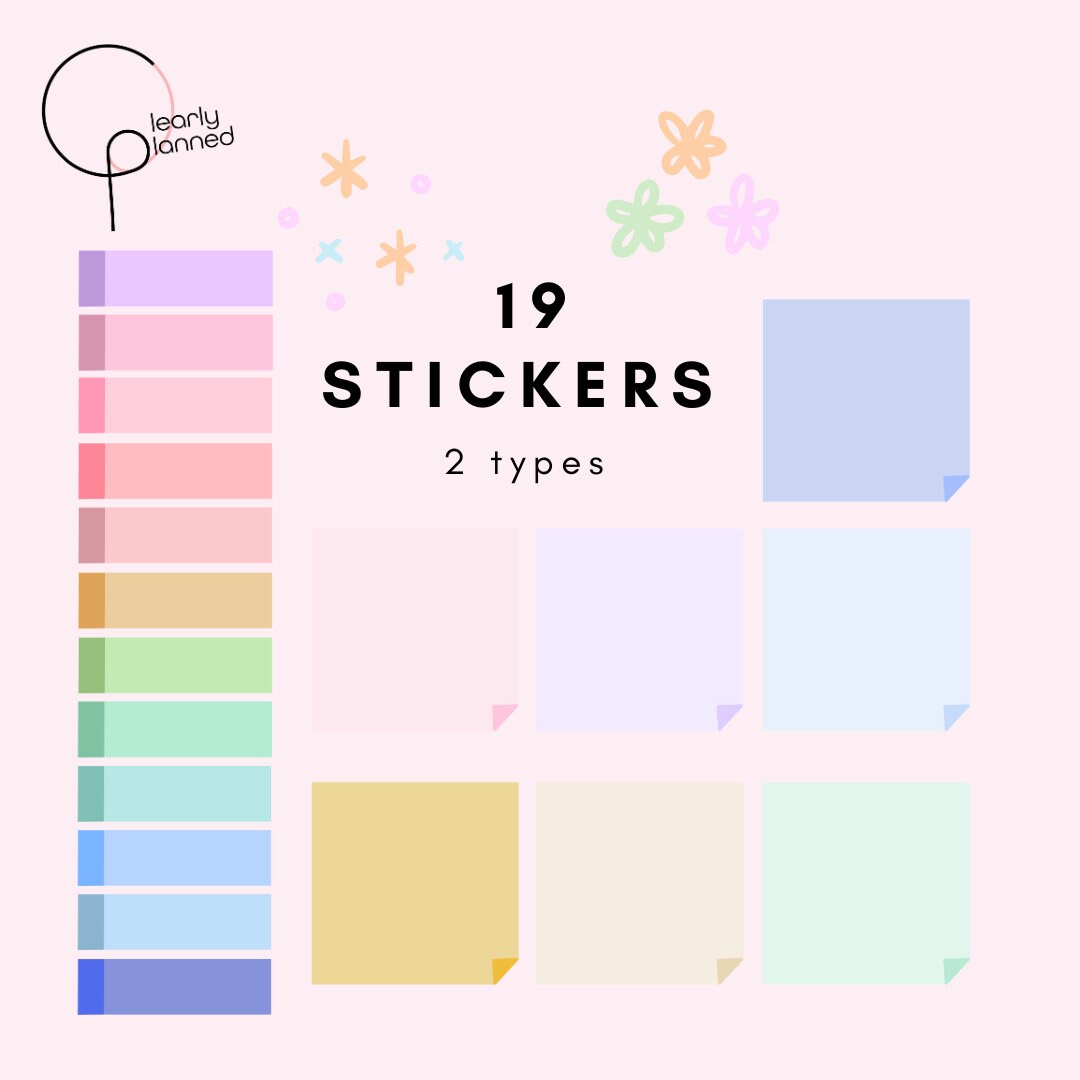 Sticky Notes Digital Stickers Simple Collection - Etsy