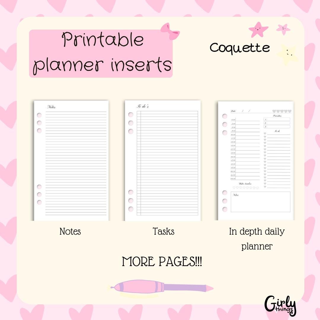 Coquette Binder Planner Printable Inserts A6 - Etsy