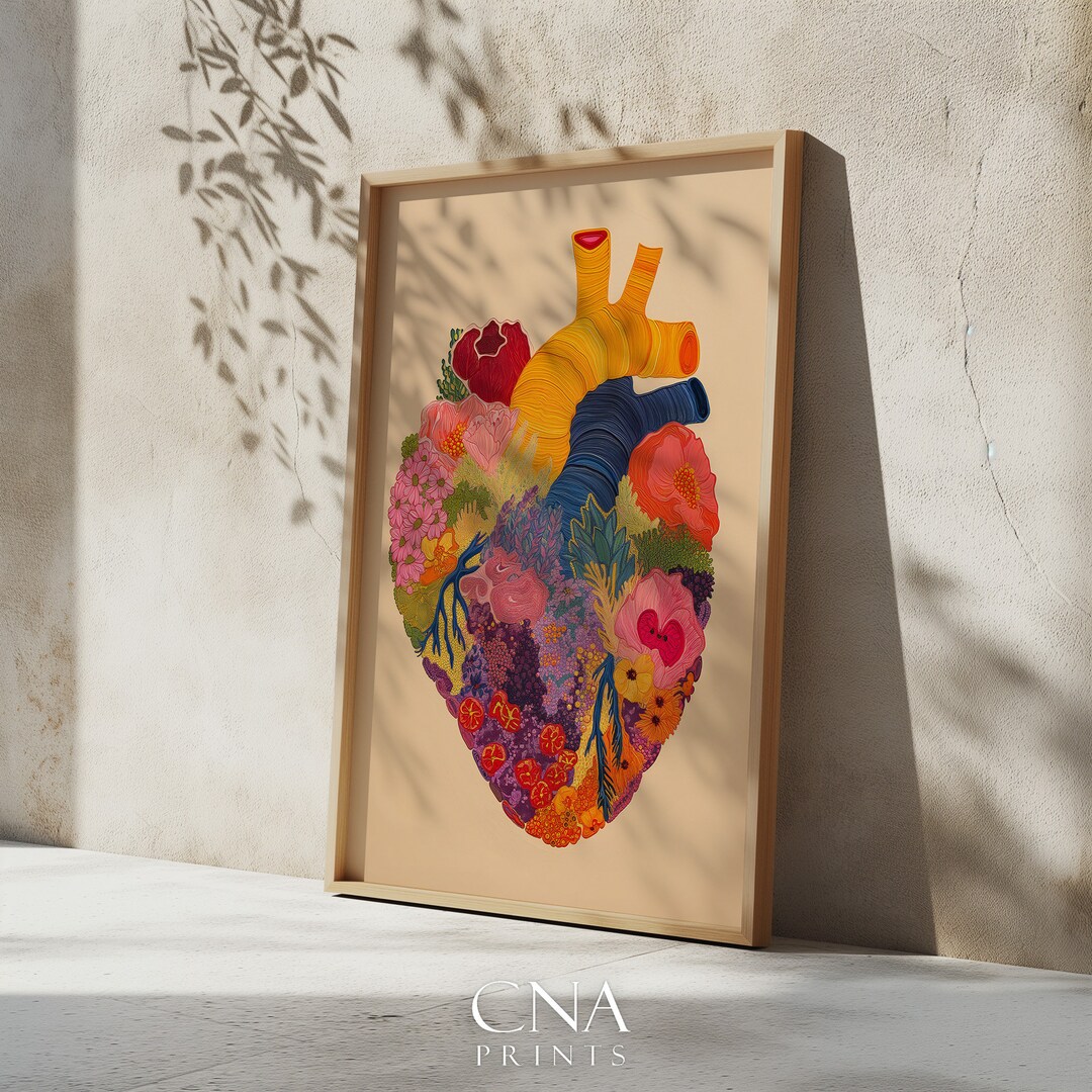Flower Graden Heart Shape Vintage Art Print Digital Print Valentine's ...