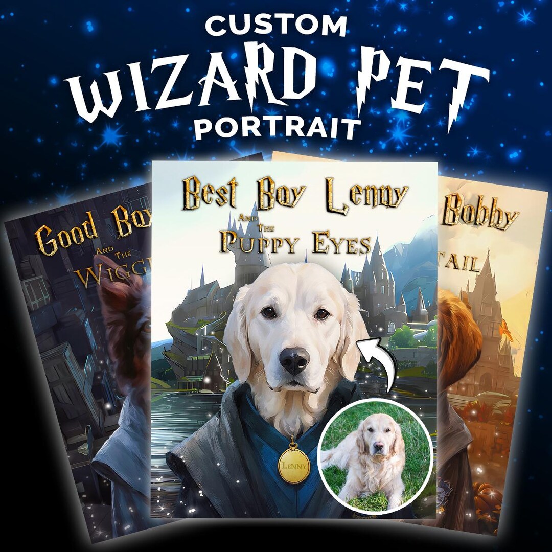 Custom Illustrated Wizard Pet Portrait | Wizard Face Change Avatar ...