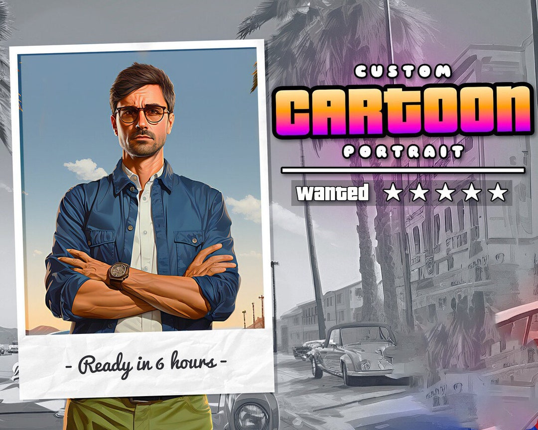 Personalized GTA Cartoon Portrait Customized GTA Drawing Custom Video ...