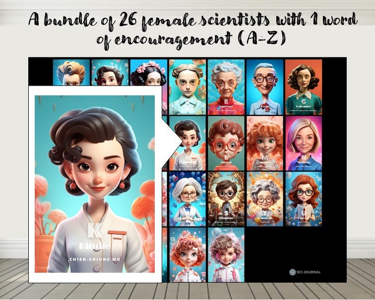 Printables Cartoon Female Scientists 26 Pcs 26 Famous Scientists ...