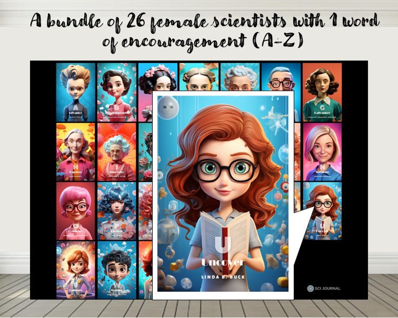 Printables - Cartoon Female Scientists (26 Pcs) 26 | Famous Scientists ...