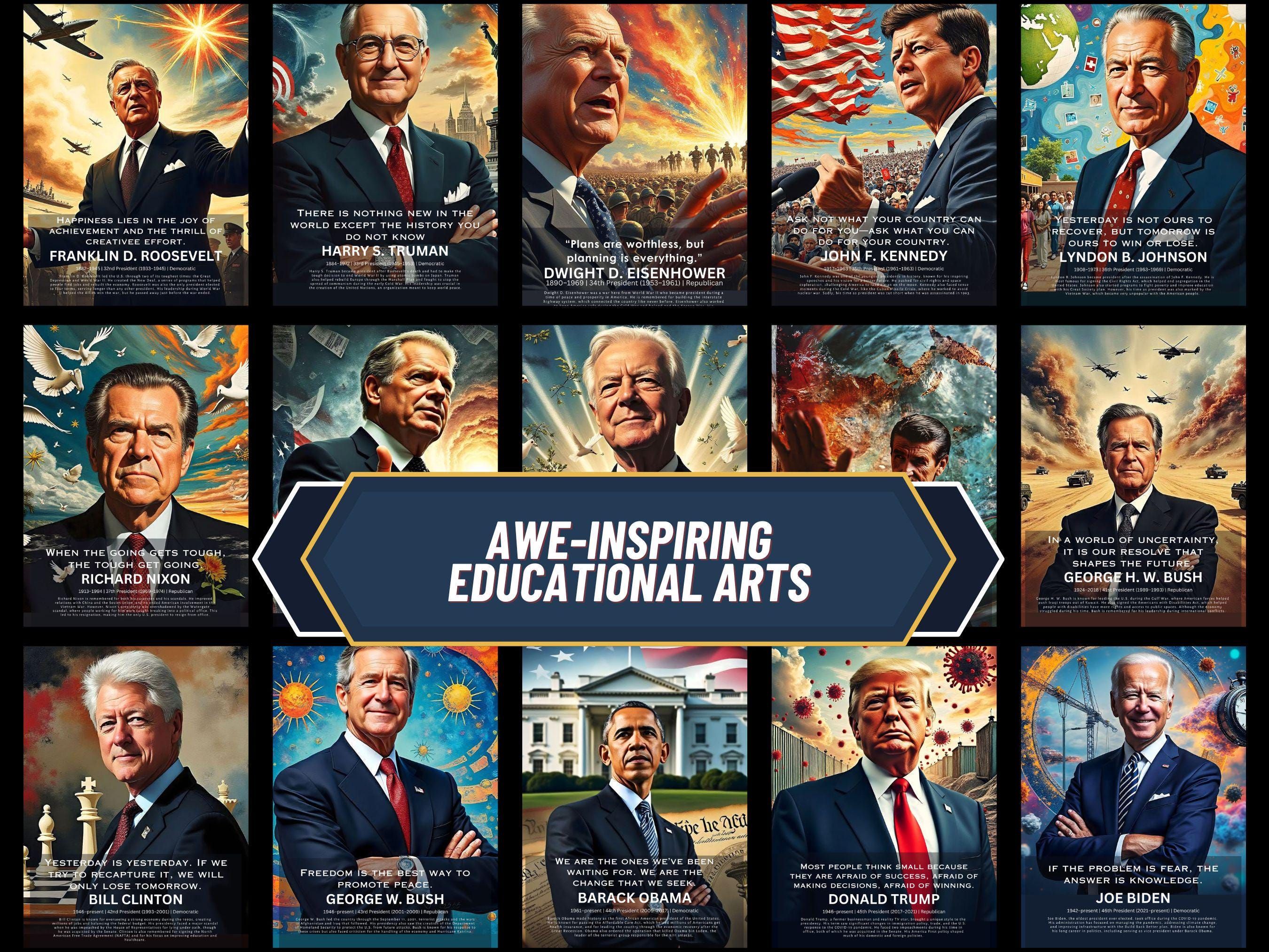 US Presidents Poster: Presidential Collection, American History ...