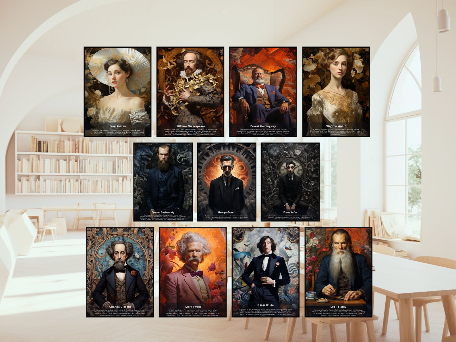 Printables Famous Authors 11pcs Classroom Decor, Author Gallery Wall ...