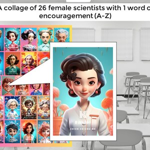 Printables - Vertical Collage of 26 Female Scientists | Cartoon ...