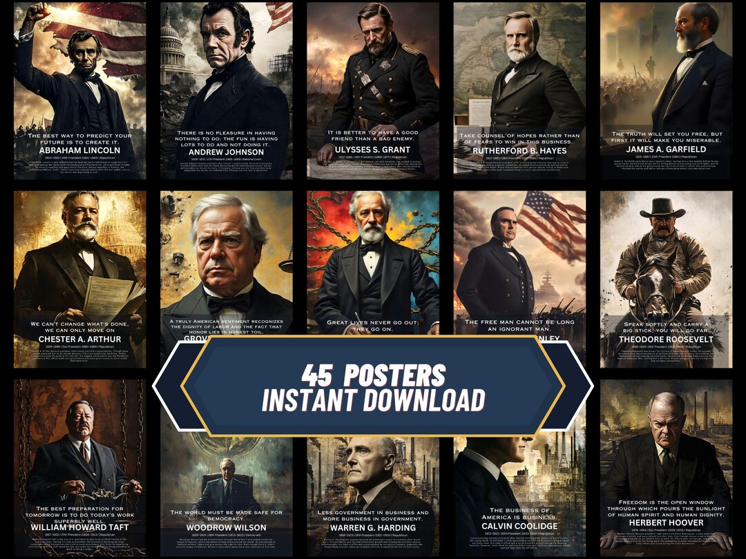 Presidential Collection - 45 US Presidents Poster, US History ...