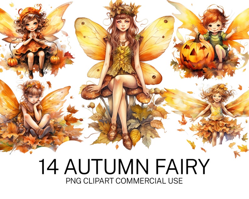 14 Autumn Fairy Set Clipart, PNG Bundle, High-quality Transparent ...