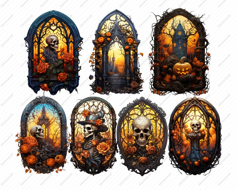 Gothic Halloween Window Clipart: PNG Images, Commercial Use (digital ...