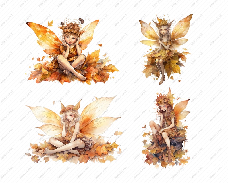 14 Autumn Fairy Set Clipart, PNG Bundle, High-quality Transparent ...