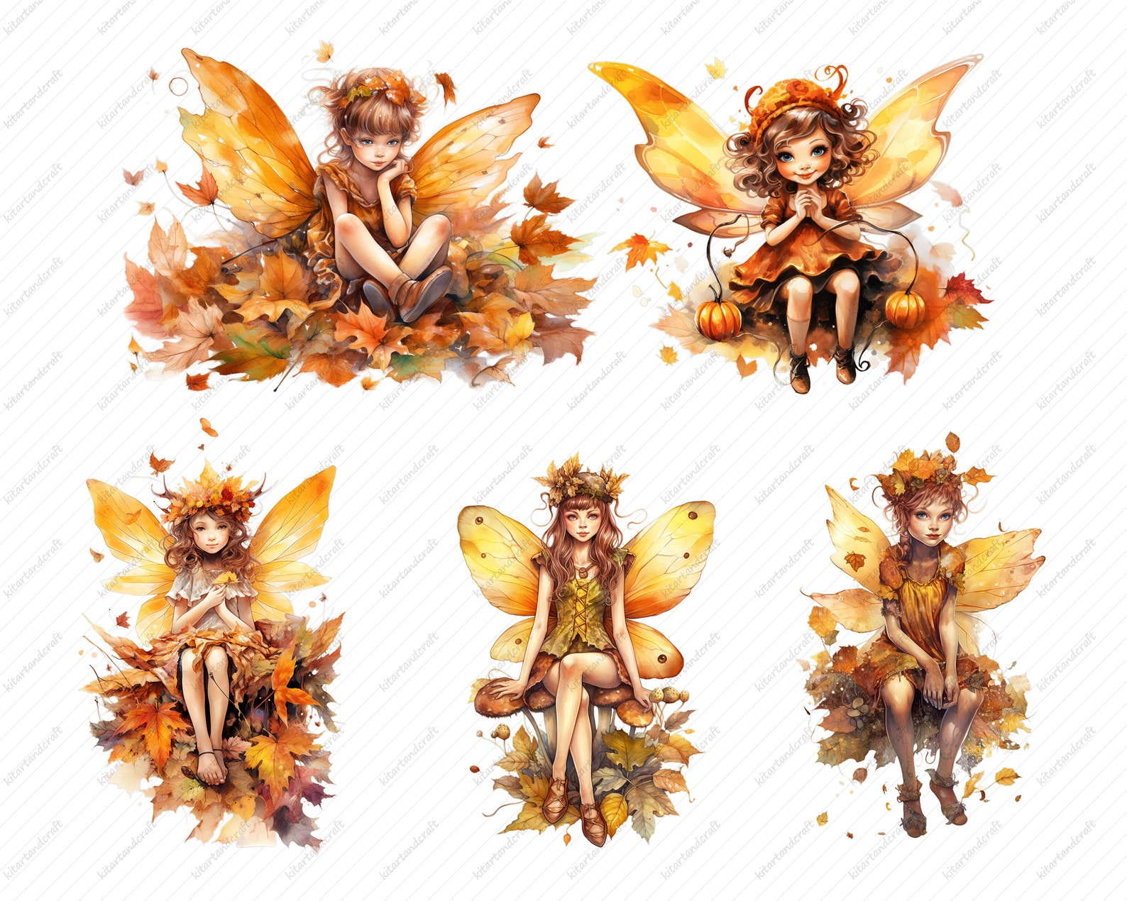 14 Autumn Fairy Set Clipart, PNG Bundle, High-quality Transparent ...
