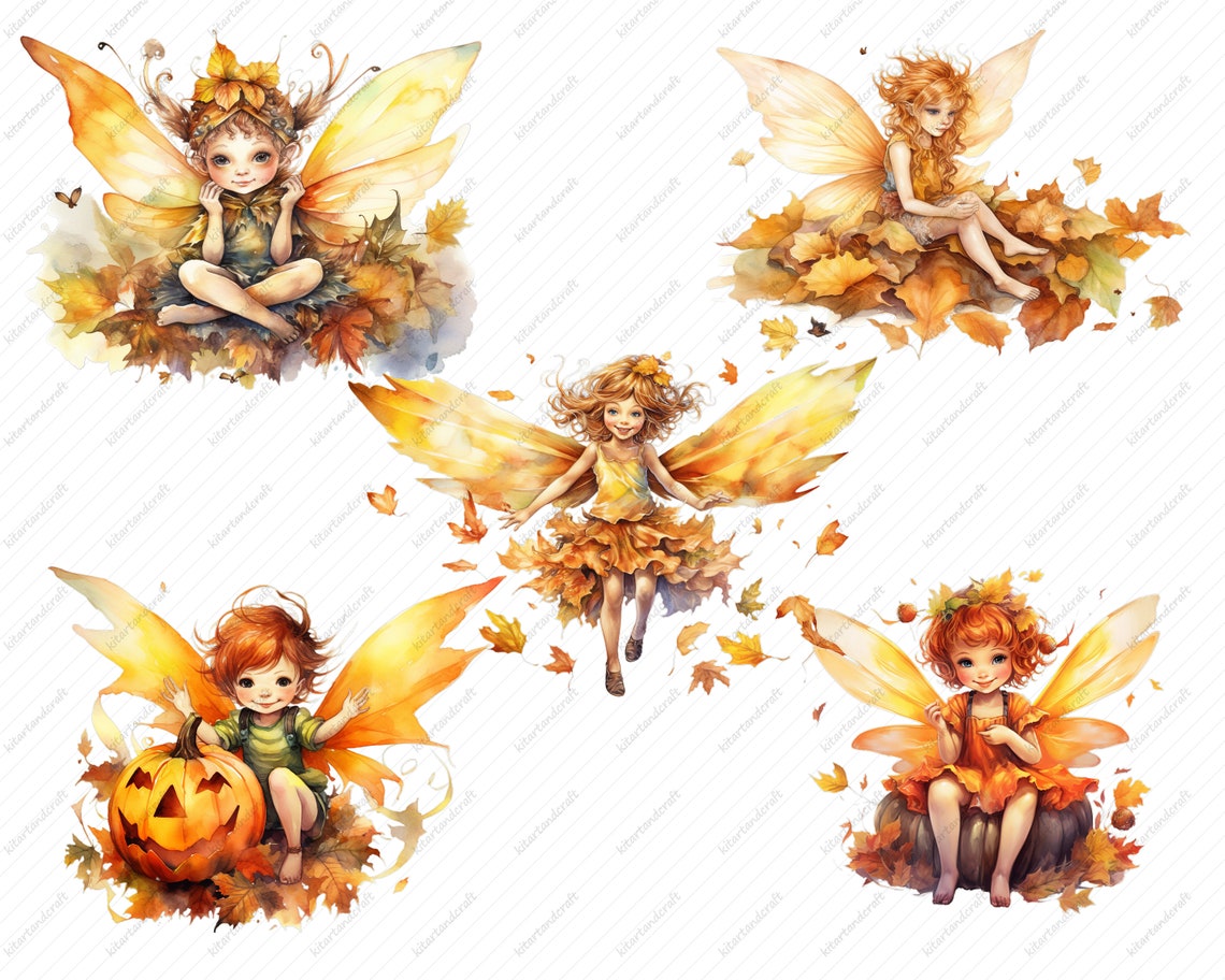 14 Autumn Fairy Set Clipart, PNG Bundle, High-quality Transparent ...