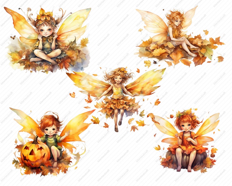 14 Autumn Fairy Set Clipart, PNG Bundle, High-quality Transparent ...