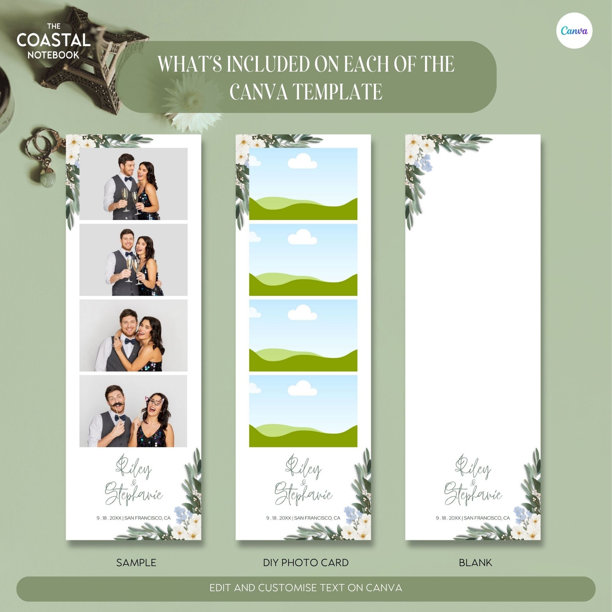 Minimalist Photo Booth Strip Canva Template Watercolor Photo Booth ...