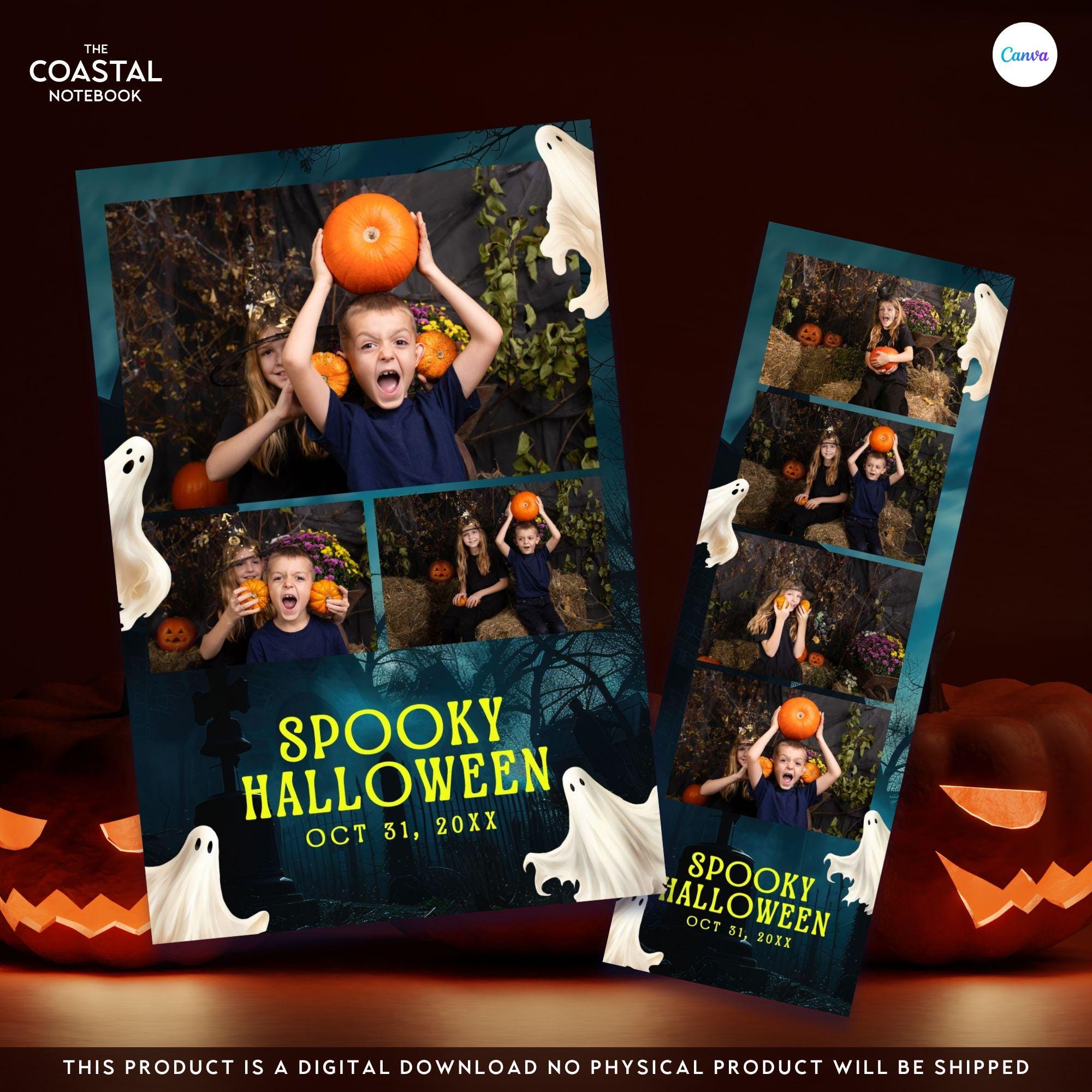 Spooky Ghost Haunted Photo Booth Strip Template Scary Photo Booth Frame ...