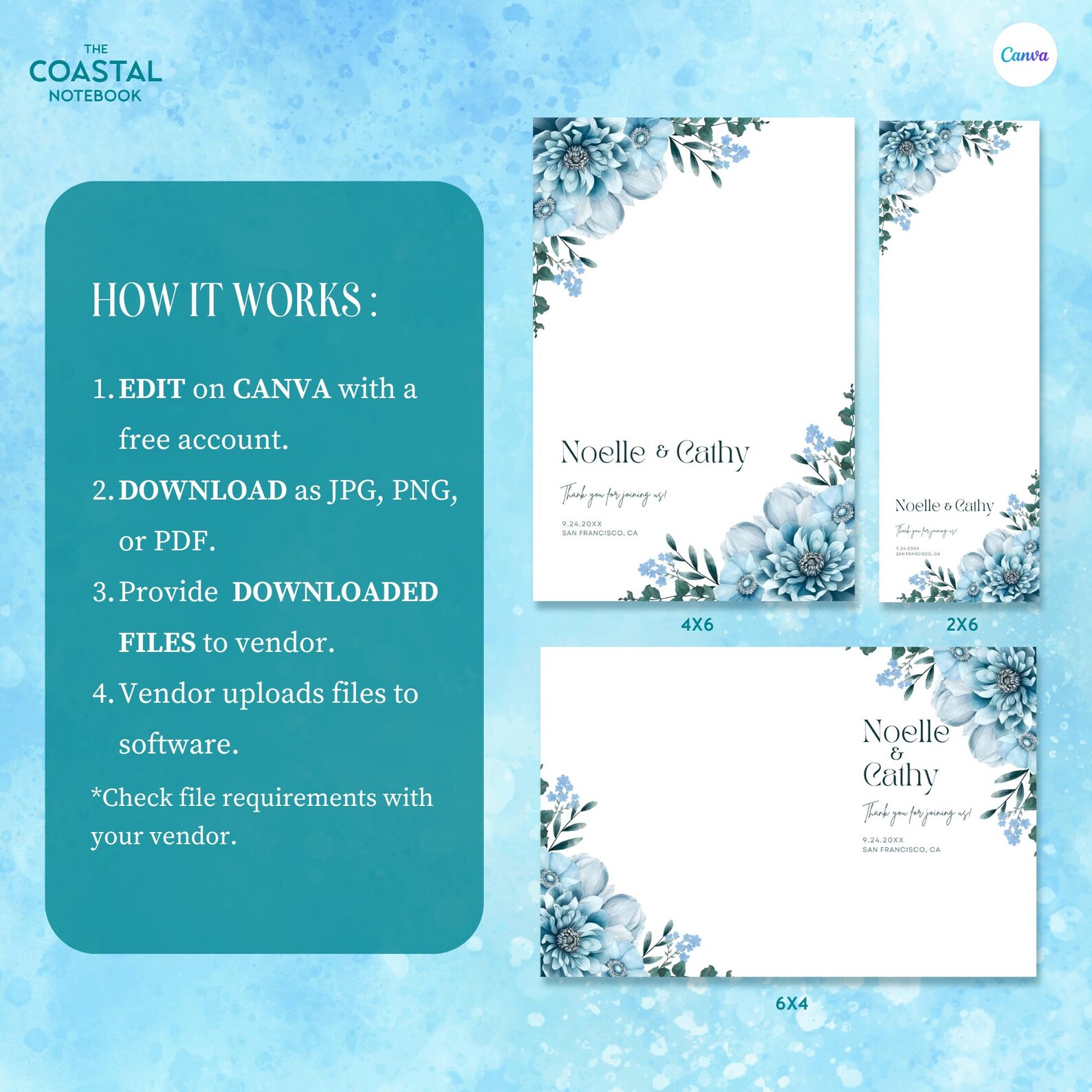 Floral Photo Booth Cards Template, Watercolor, Photobooth Strip, Photo ...