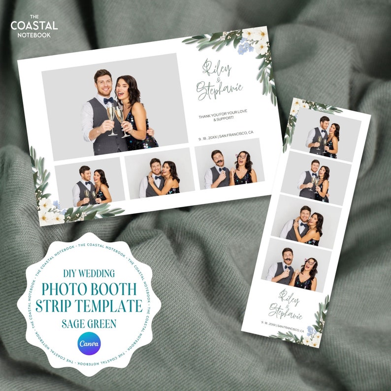 Minimalist Photo Booth Strip Canva Template Watercolor Photo Booth ...