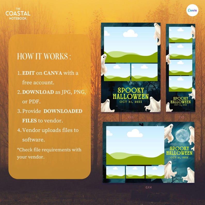 Spooky Ghost Haunted Photo Booth Strip Template Scary Photo Booth Frame ...