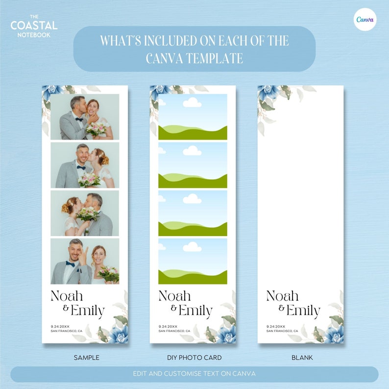 Minimalist Photo Booth Cards Template, Watercolor, Photobooth Strip ...