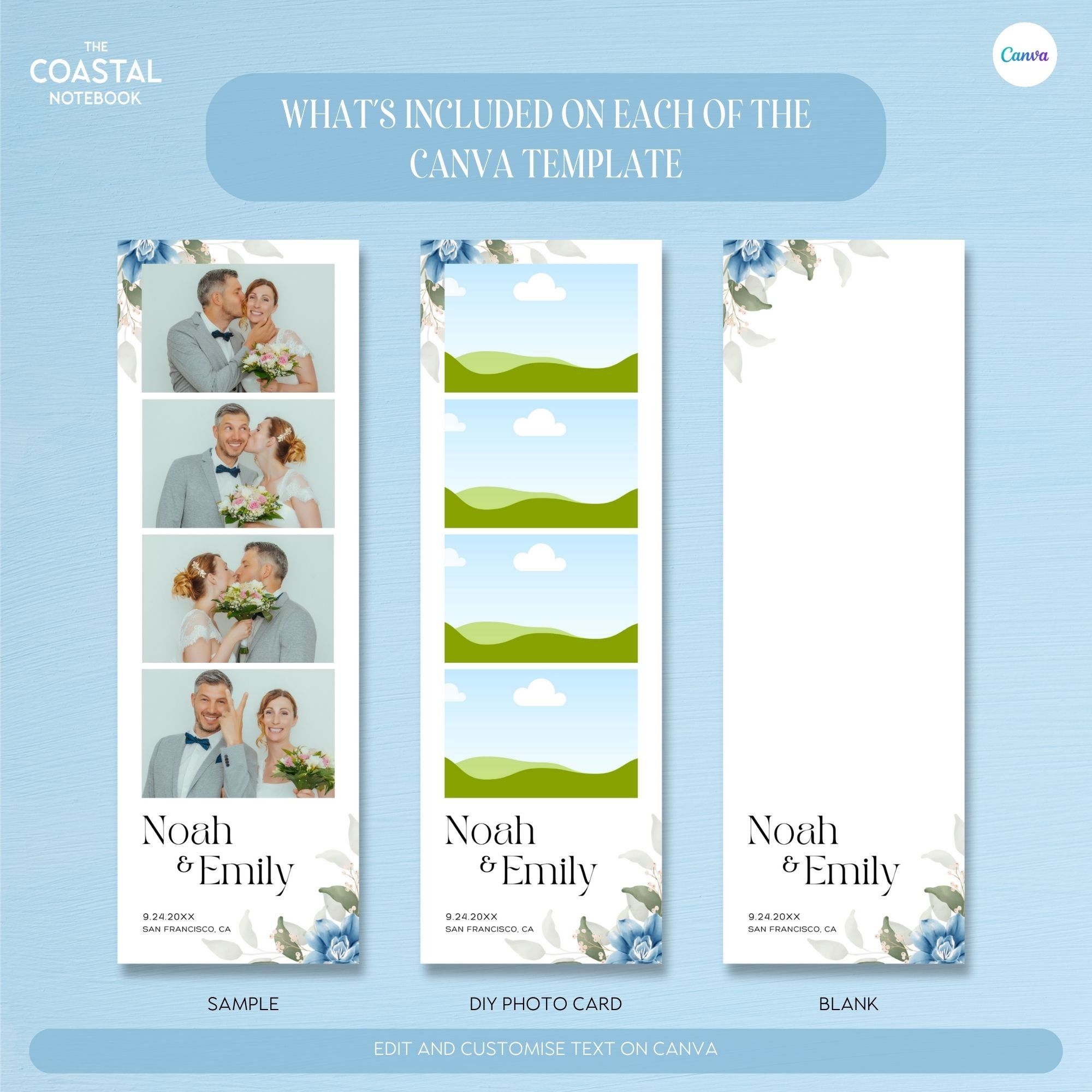 Minimalist Photo Booth Cards Template, Watercolor, Photobooth Strip ...