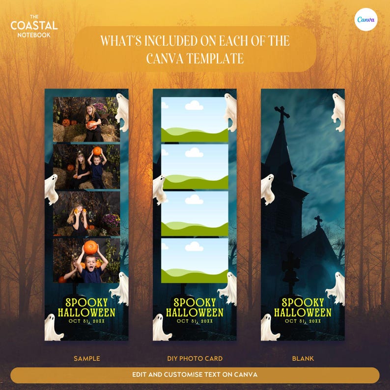 Spooky Ghost Haunted Photo Booth Strip Template Scary Photo Booth Frame ...