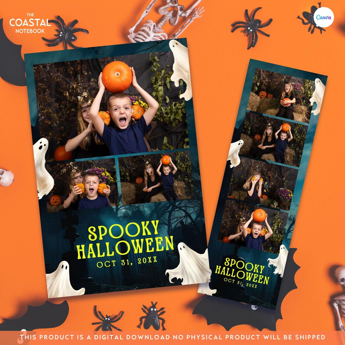 Spooky Ghost Haunted Photo Booth Strip Template Scary Photo Booth Frame ...