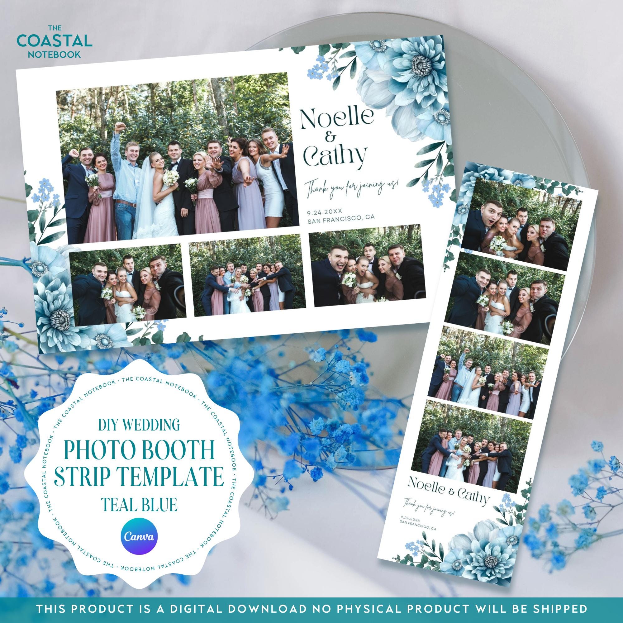 Floral Photo Booth Cards Template, Watercolor, Photobooth Strip, Photo ...