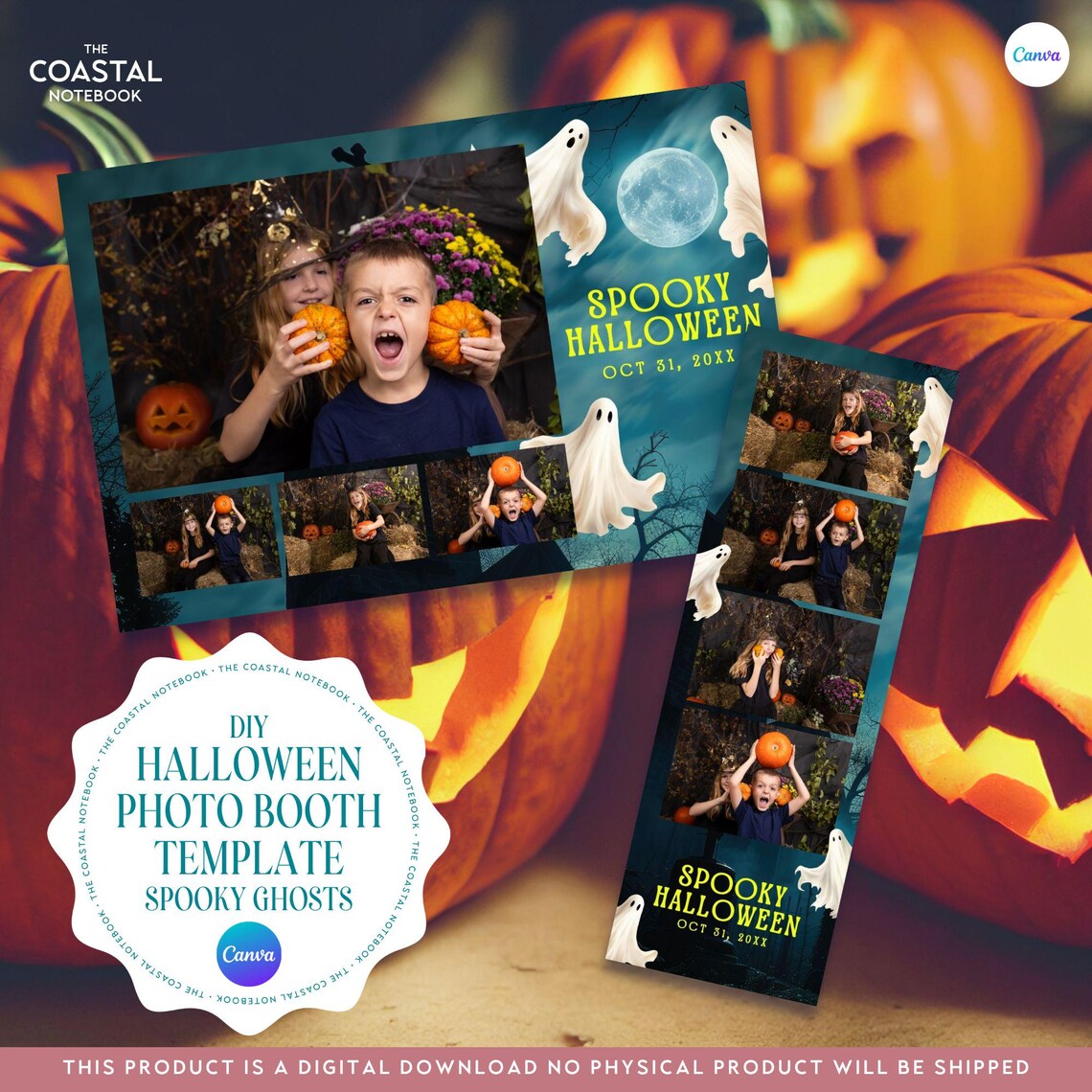Spooky Ghost Haunted Photo Booth Strip Template Scary Photo Booth Frame ...