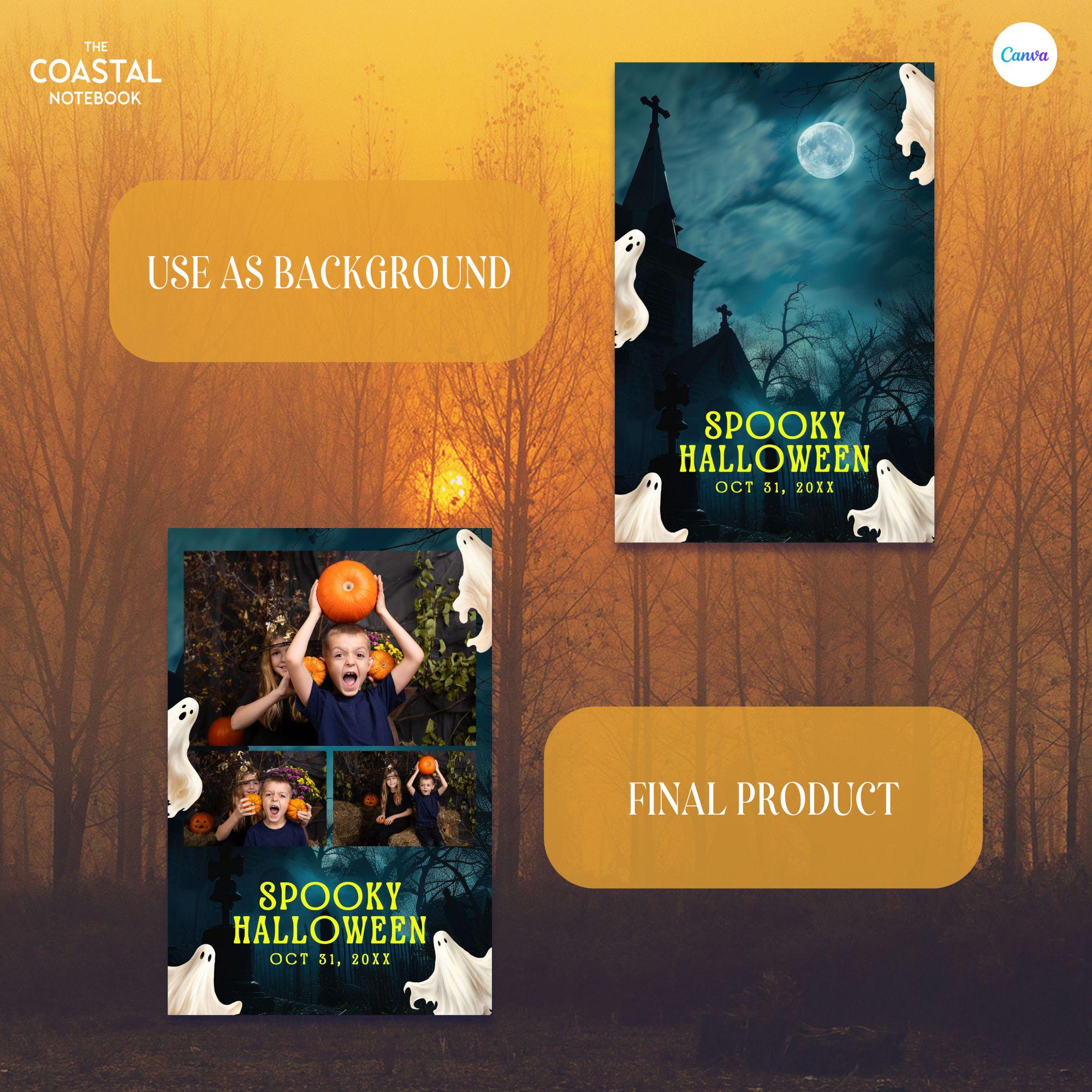 Spooky Ghost Haunted Photo Booth Strip Template Scary Photo Booth Frame ...