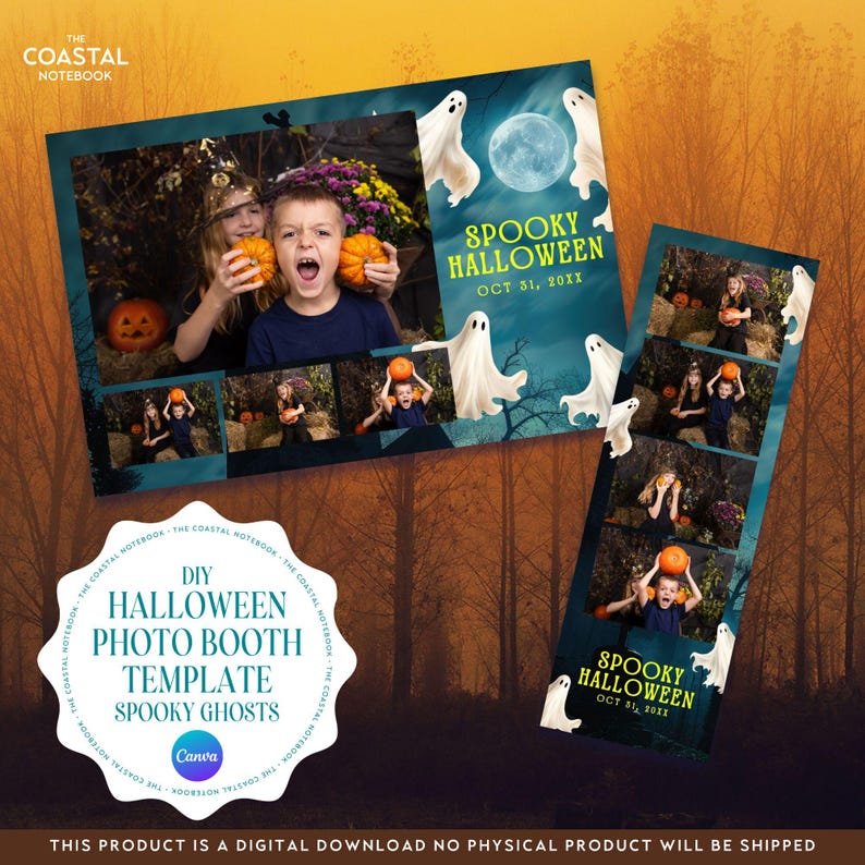 Spooky Ghost Haunted Photo Booth Strip Template Scary Photo Booth Frame ...