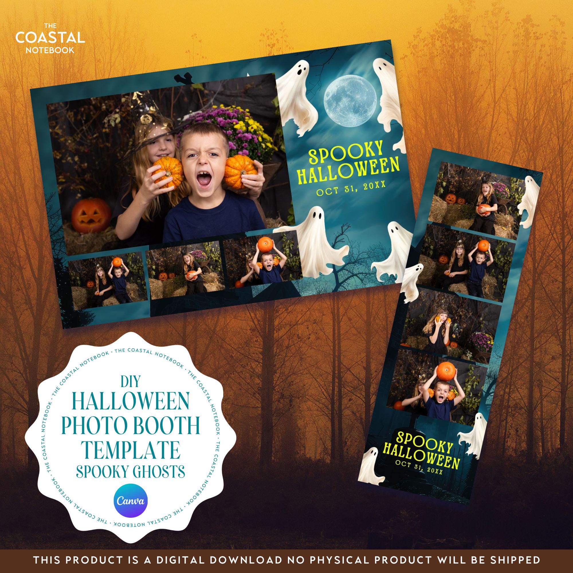 Spooky Ghost Haunted Photo Booth Strip Template Scary Photo Booth Frame ...