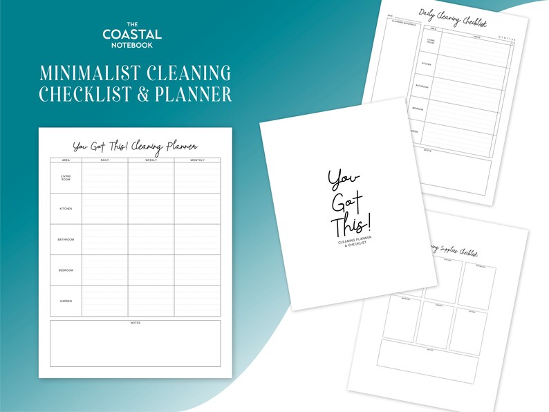 Home Cleaning Checklist Printable Planner Minimalist Daily, Weekly ...