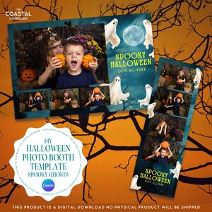 Spooky Ghost Haunted Photo Booth Strip Template Scary Photo Booth Frame ...