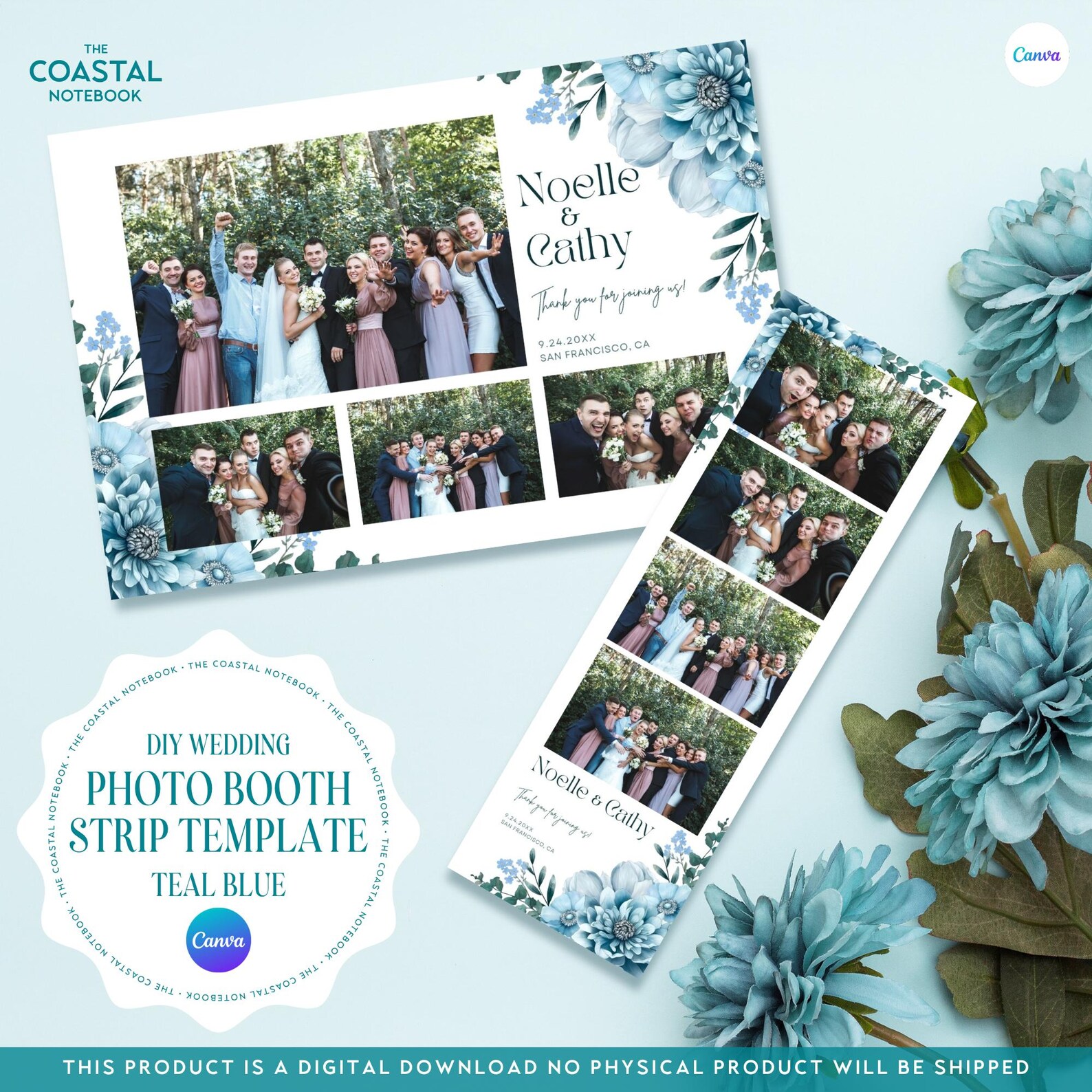 Floral Photo Booth Cards Template, Watercolor, Photobooth Strip, Photo ...