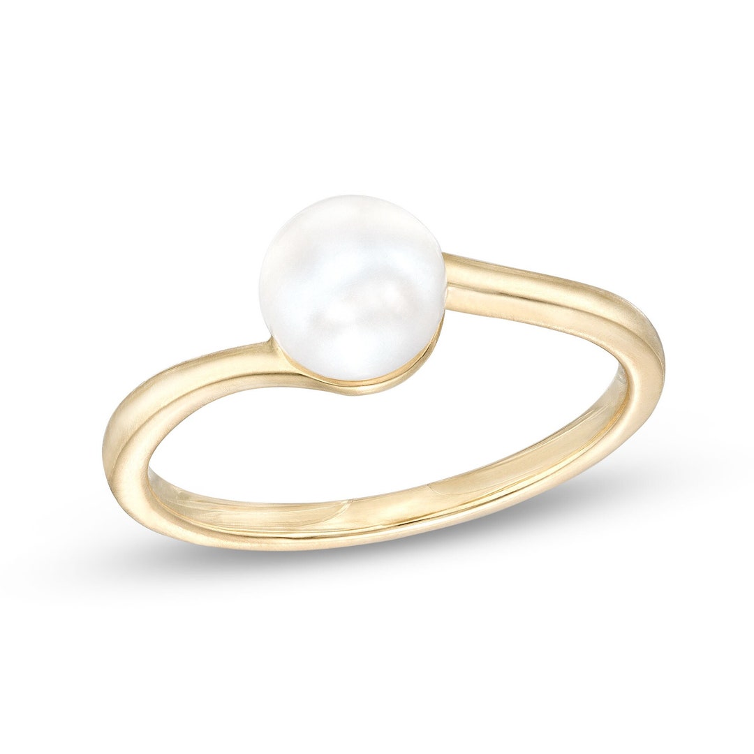 Dainty Pearl Ring: Gold Sterling Silver Stacking Ring - Etsy