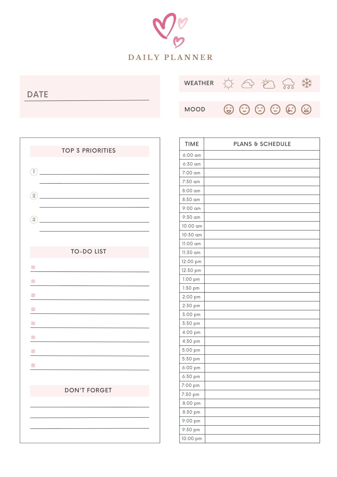 Pink Minimalist Undated Daily Planner - Etsy