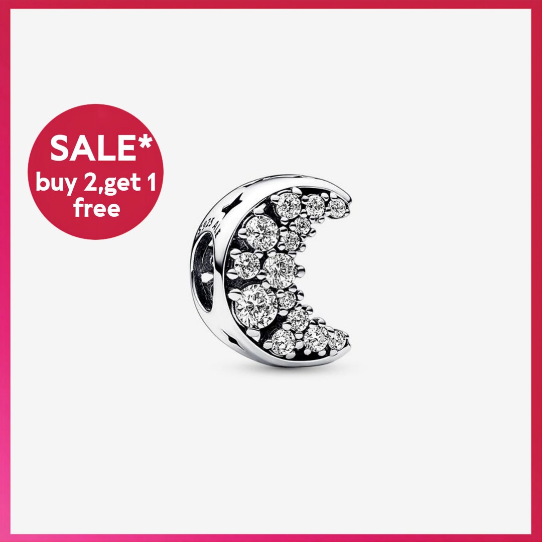 Sparkling Crescent Moon Charm,sliver Charm,sliver Bracelet Charms ...