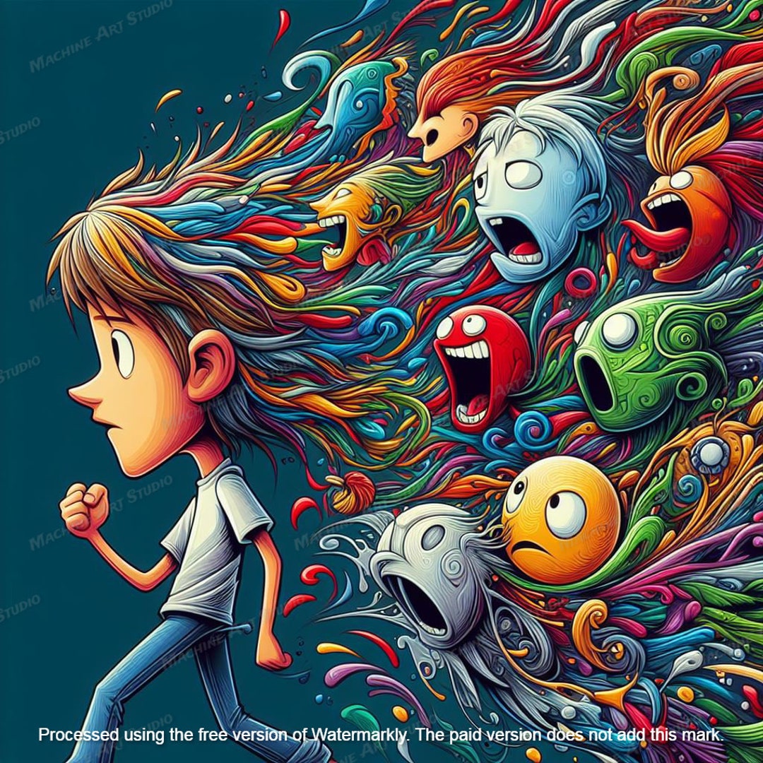 Running From Your Feelings Art Print: Lowbrow Pop Surrealism (digital ...