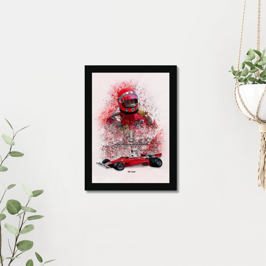 Niki Lauda A4/A3 F1 1975 Ferrari Poster unframed Illustration Gift Home ...