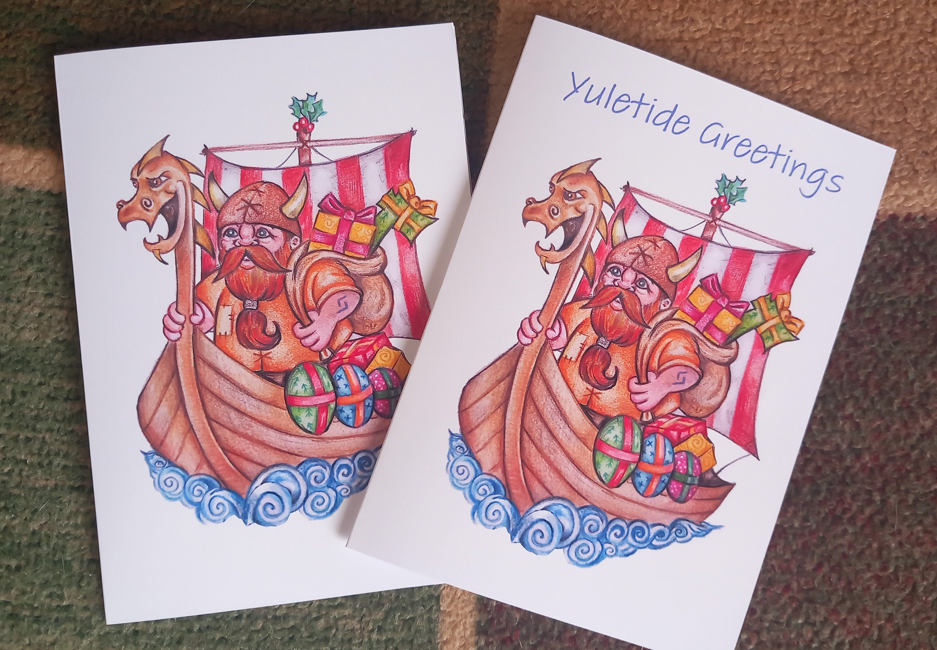 Yuletide Greetings Viking Cartoon Christmas Card - Etsy UK