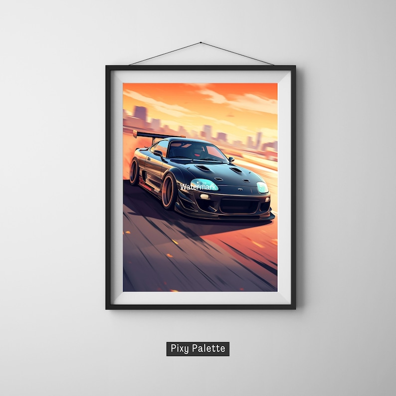 Toyota Supra Mk4 Digital Art JDM Poster Kids Boys Room Decor Drift ...