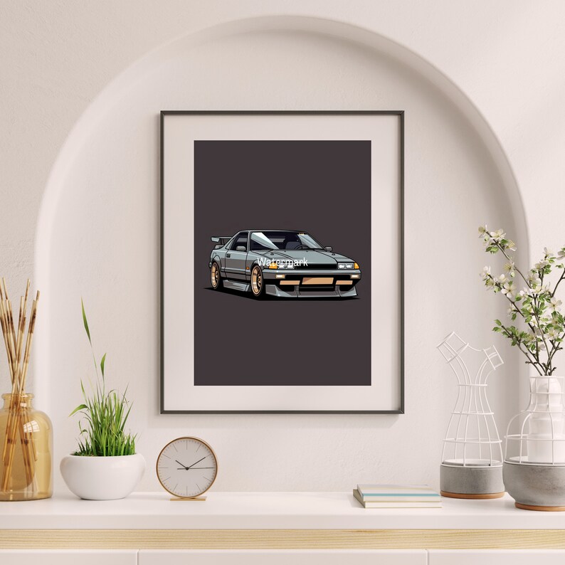 Nissan Silvia S13 Digital Art JDM Poster Kids Boys Room Decor Drift ...