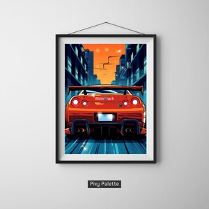 Nissan Skyline GTR R35 Digital Art JDM Poster Kids Boys Room Decor ...