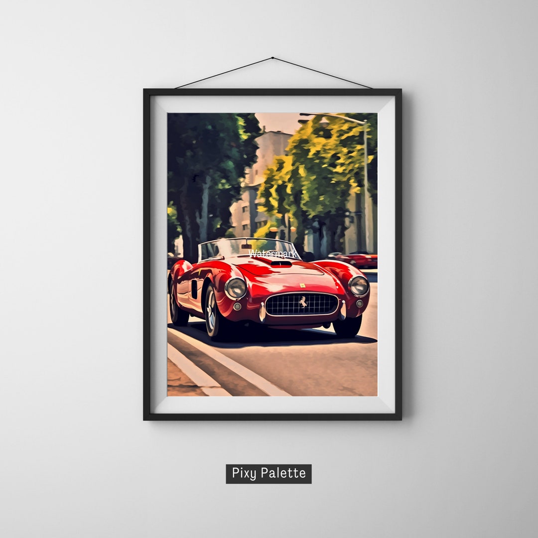 Classic Ferrari Digital Art Car Poster Kids Boys Room Decor Ferrari ...