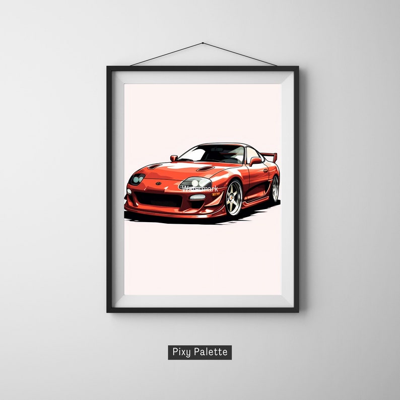 Toyota Supra Mk4 Digital Art JDM Poster Kids Boys Room Decor Drift ...